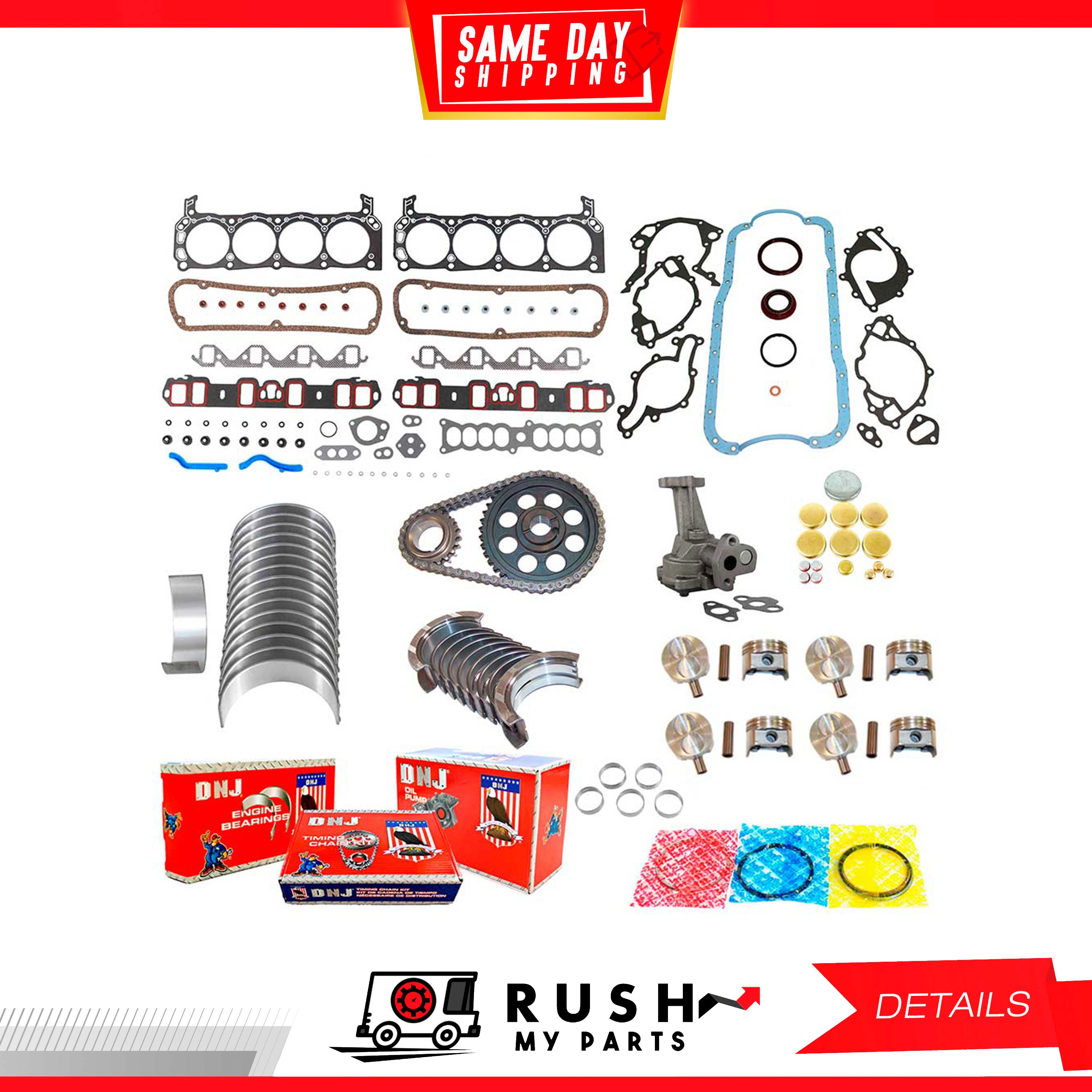 86-90 Master Engine Rebuild Kit For Ford Lincoln Capri 5.0L V8 OHV DNJ ...